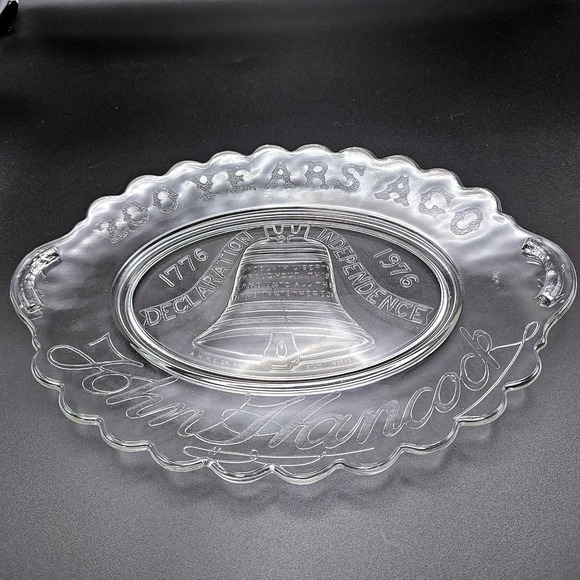 Dining | 1976 Bicentennial Clear Glass Serving Plate Liberty Bell John ...